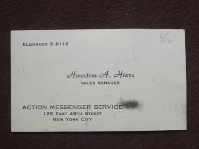 ACTION MESSENGER SERVICE - Vtg 1940's / 1950's BUSINESS CARD - 46th ...
