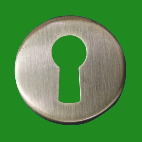 2x 24mm Antique Brass Plated Push-to-Fit Cabinet Escutcheon Key Hole ...