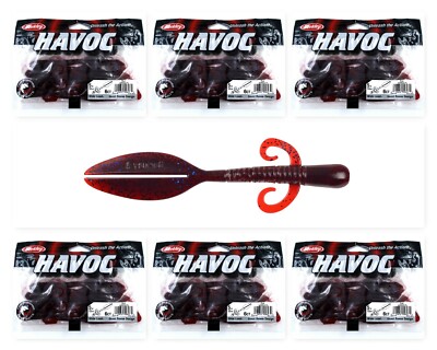 (6) Unopened Bags Packs Berkley Havoc 5" Skeet Reece Wide Load Plum ...