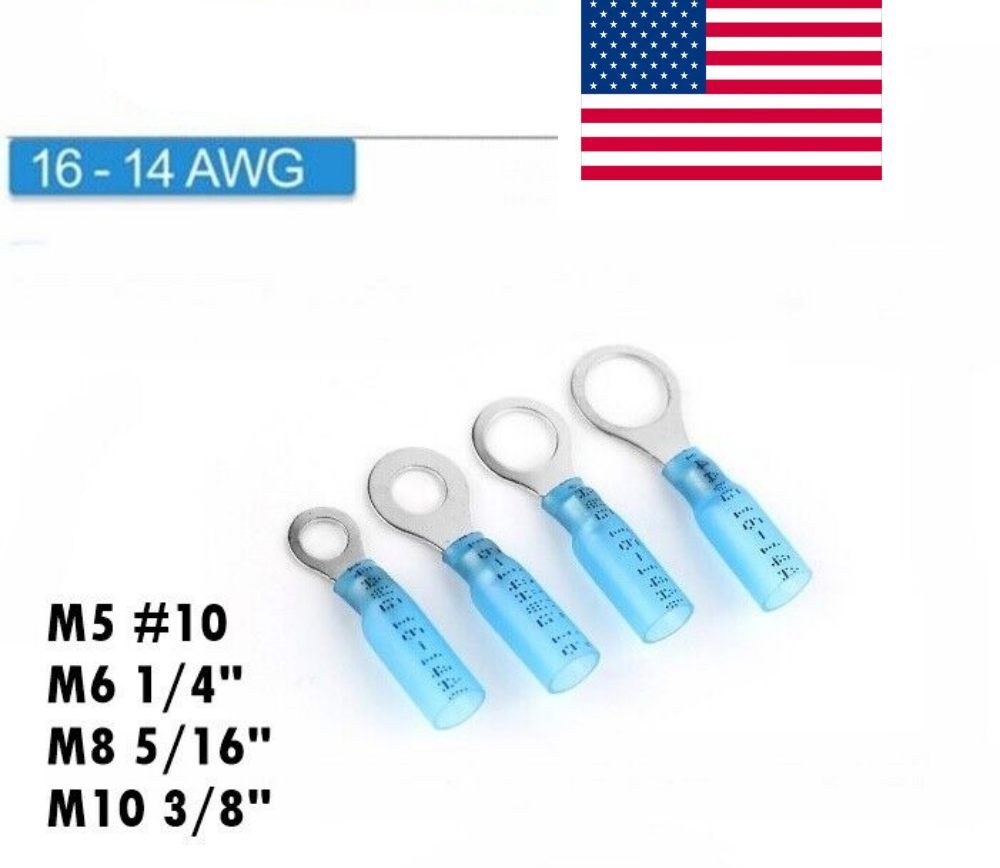 Blue Waterproof Heat Shrink Ring Terminals M5 M6 M8 M10 Wire Connectors ...