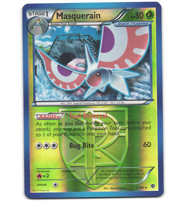 Pokemon 2013 Moderate Play Masquerain 2/101 Plasma Blast REVERSE Card ...