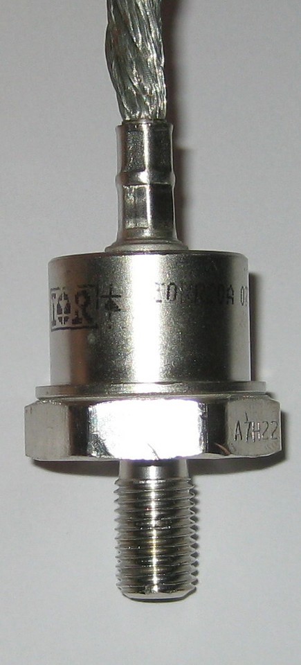 150 Amp 200 Volt Stud Mounted Diode with Wire / Lug - Anode 3/8-24 Stud ...