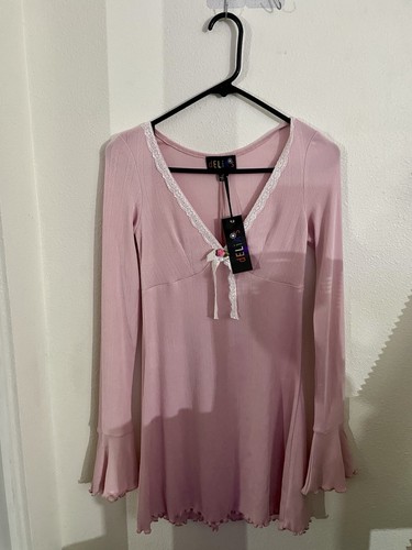 Dolls Kill pink long sleeve lace dress size small NEW w/ tags | eBay