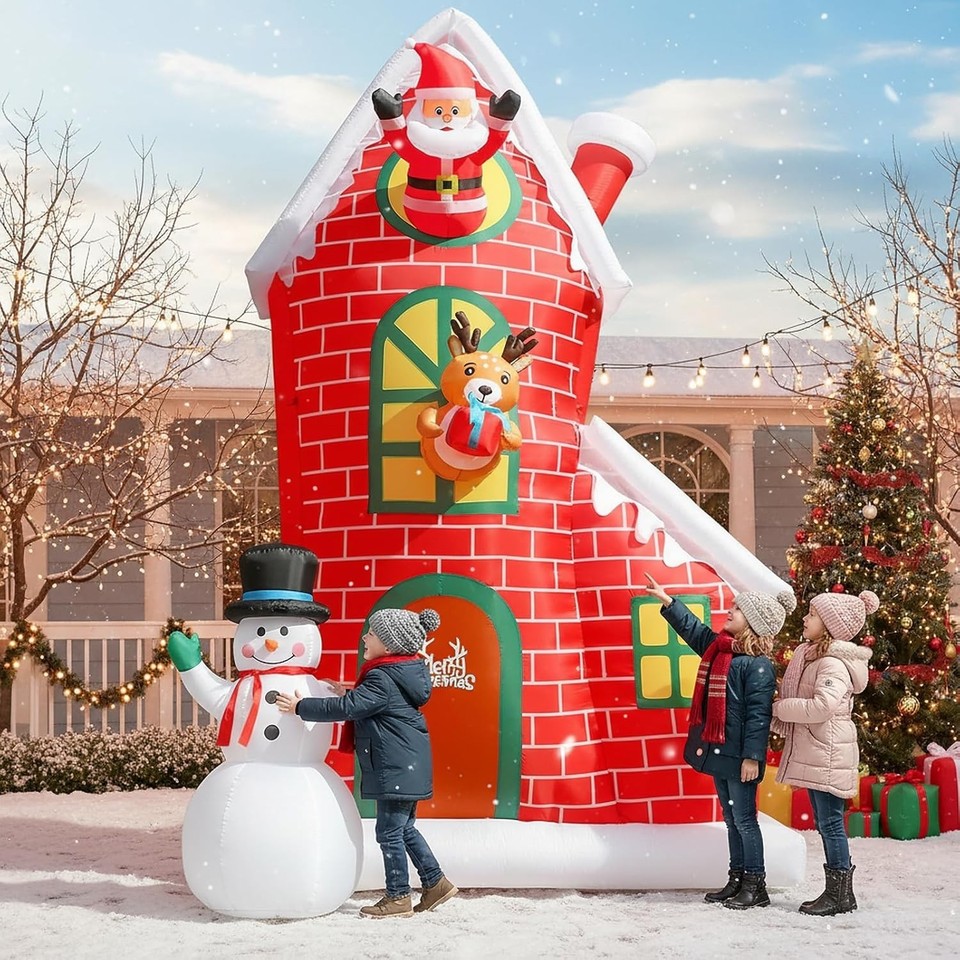 12 FT Christmas Inflatables Santa's House, Giant Christmas Decoration ...