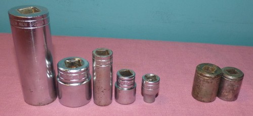 Vintage New Britain Sockets Lot of 7 Mixed SAE & Metric 15/16", 7/8 ...