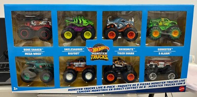 Hot Wheels Monster Trucks Live 8-Pack, Multipack of 1:64 Scale Toy ...