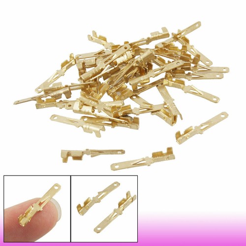 40 Pcs Gold Tone Male Spade Crimp Terminals 2.8mm Wiring Connectors ...