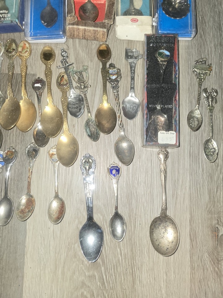 Vintage Set Of Collector Spoons 45 Total Sterling Silver, Silver Plate ...