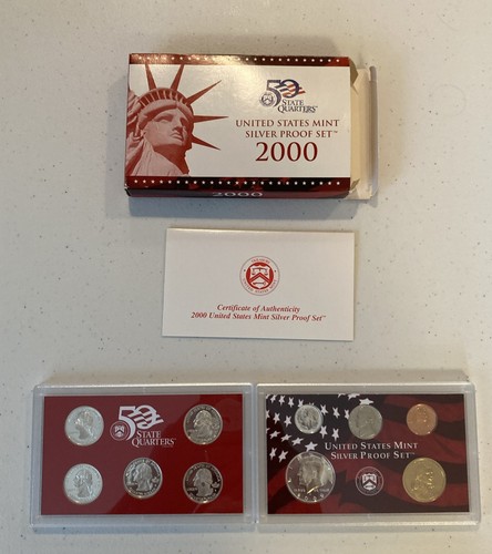 2000 Silver Proof Set, State Quarters Series, U.S. Mint, 10 Coins, OGP ...