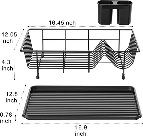 Drying Dish Rack and Drain Board Set with Utensil Holder Stainless ...