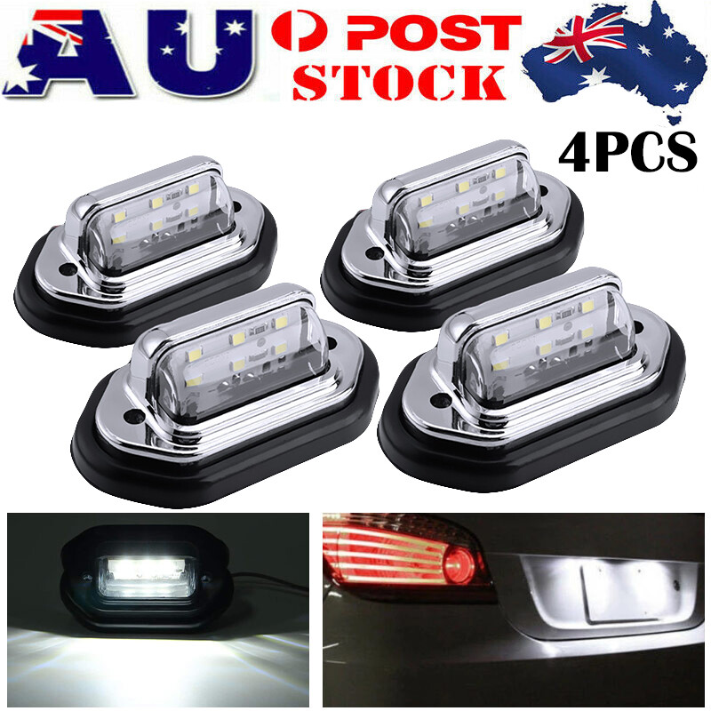 4PCS 6 LED License Number Plate Light Clear Lens Truck Trailer SUV ...