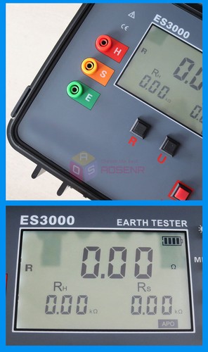 ES3000 Digital Earth Ground Resistance Tester 3000 Ohm Earthing ...