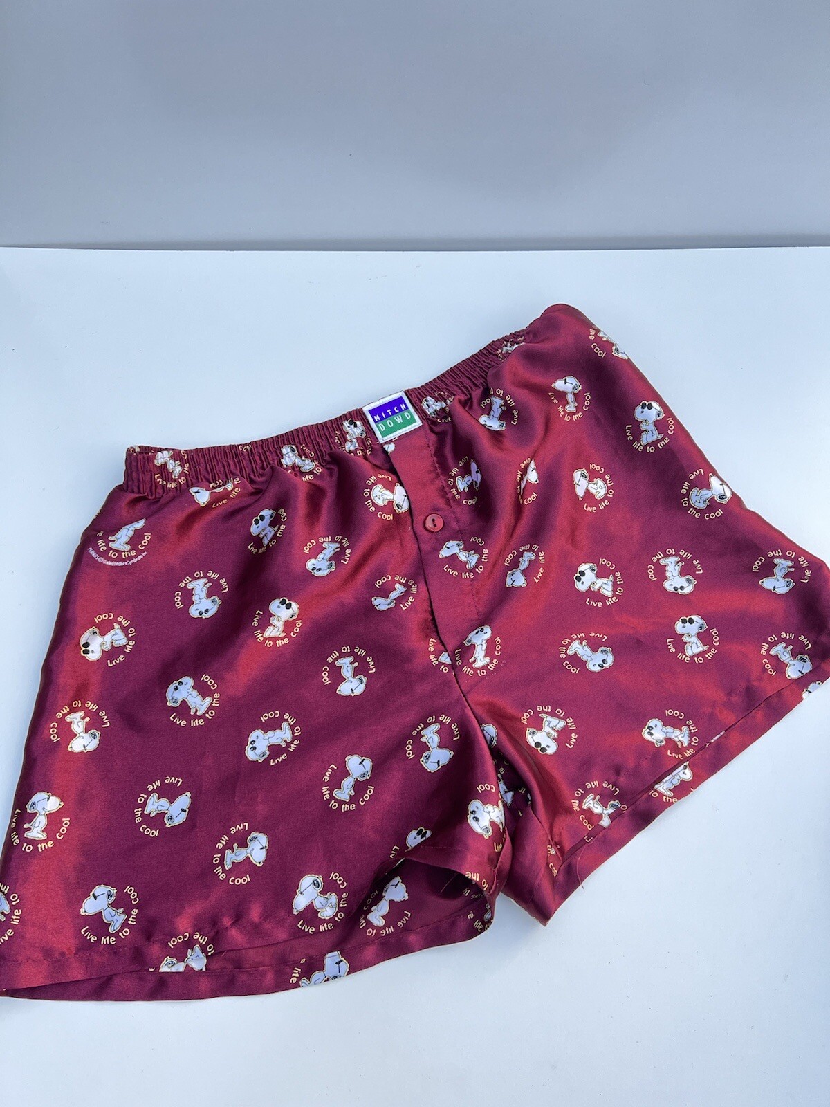 Vintage Peanuts Snoopy Mitch Dowd Silky Satin Mens Boxer Shorts Size ...