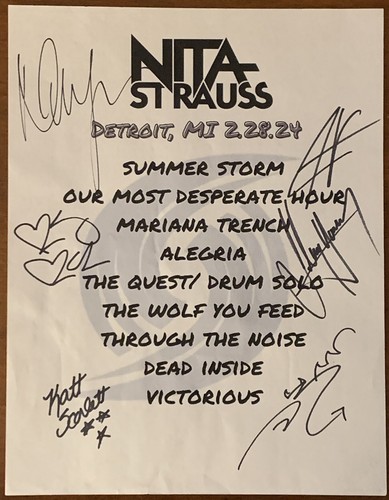 NITA STRAUSS Signed Setlist Detroit 2.28.24 Autogrpahed By Full Band | eBay