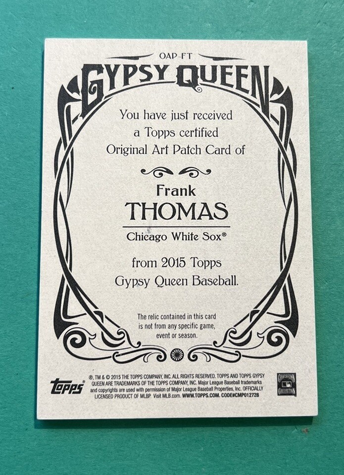 2015 Topps Gypsy Queen COLOR Portrait Art Patch Frank Thomas 1/1 GAME ...