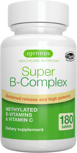 Igennus Super B-Complex Methylated B Vitamins, Sustained Release, Clean ...