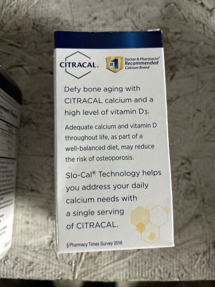 3 Citracal Calcium Supplement + D3 Slow Release 1200 Coated Caplets 80 ...