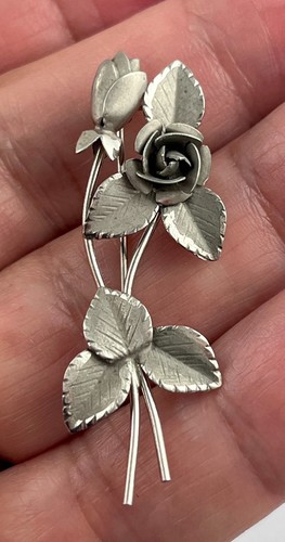 Vintage sterling silver Bond Boyd rose flower design brooch pin | eBay