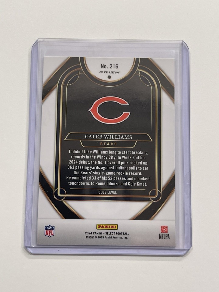 Caleb Williams 2024 Select Rookie Club Level Red & Yellow Shock Prizm ...