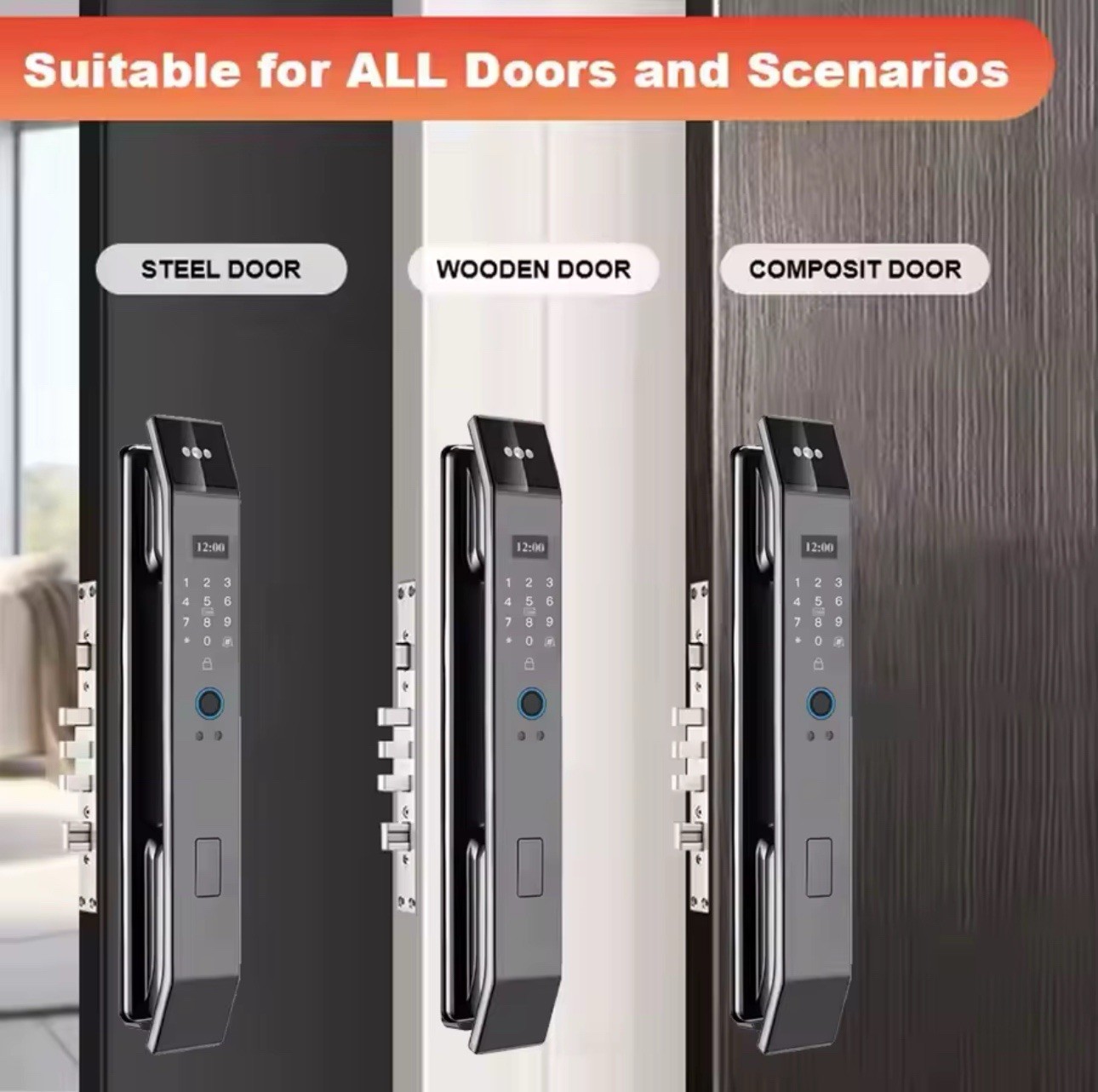 Premium 3D Face Recognition Smart Door Lock with Fingerprint & Keypad ...