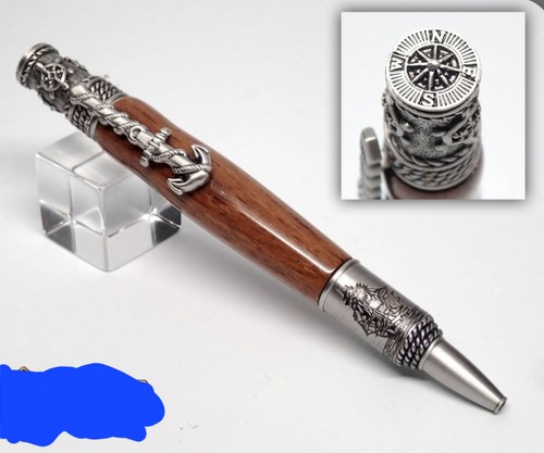 Handmade Nautical Teak Pen – Engraved Tall Ship, Boater Gift New in Box ...