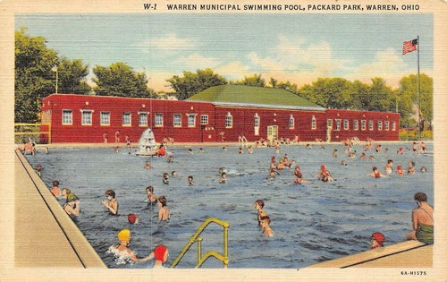WARREN, OH Ohio MUNICIPAL SWIMMING POOL~Kids ROADSIDE~Trumbull Co ...