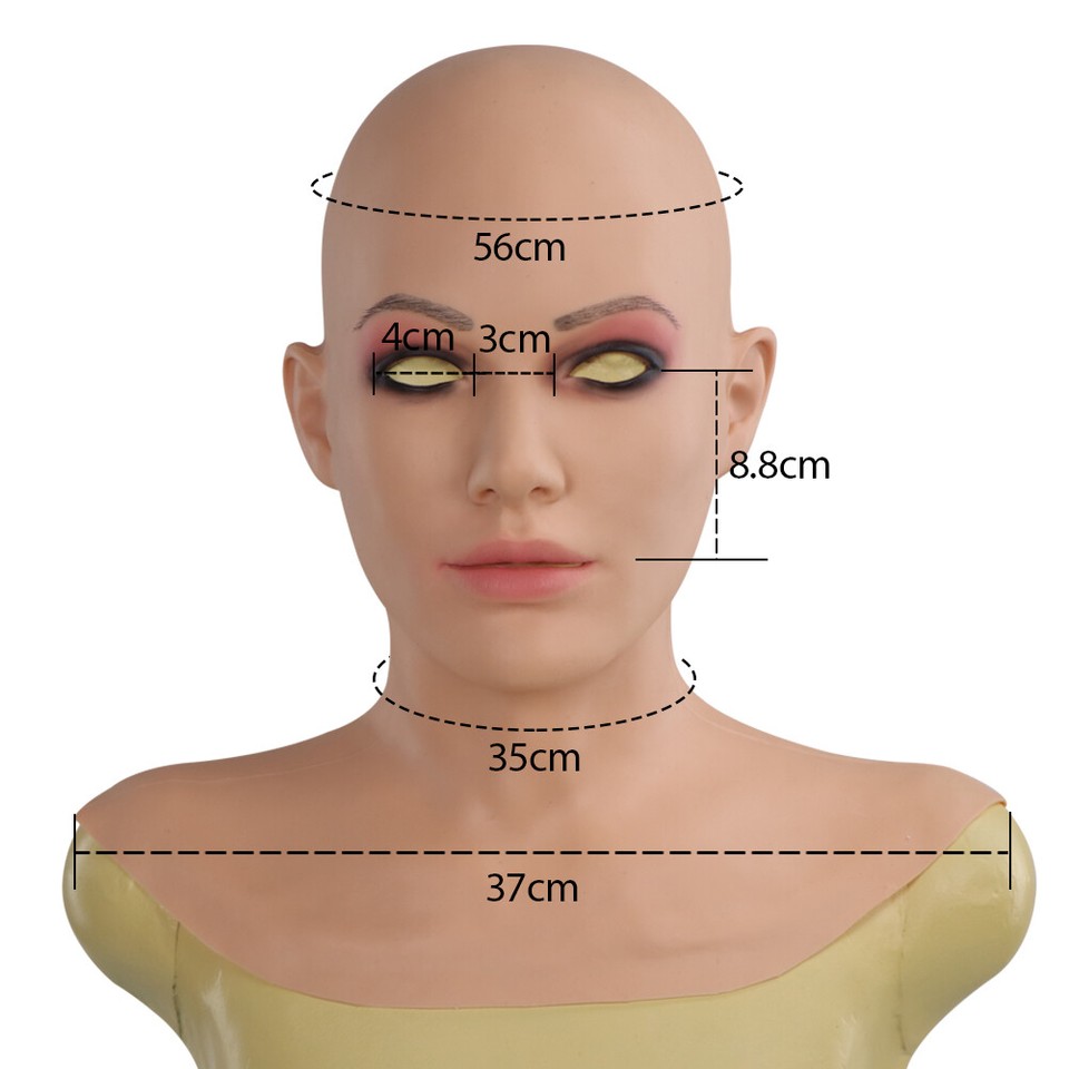 Realistic Silicone Female Mask Headwear Face Masks for Crossdresser ...