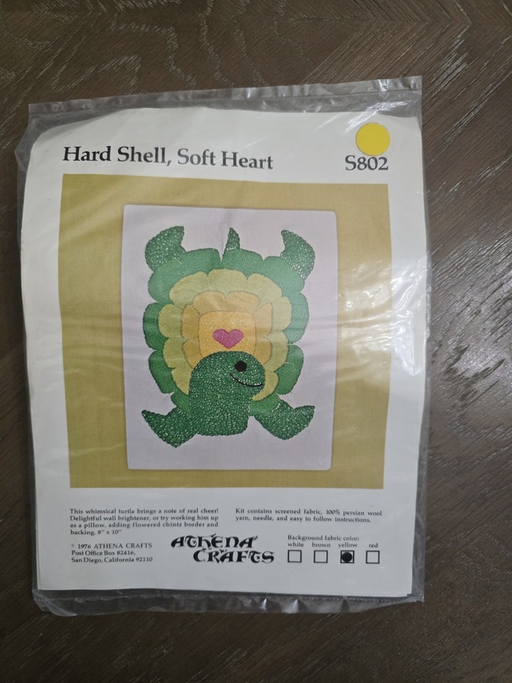 Vintage 1976 Athena Crafts Needlepoint Canvas Turtle Hard Shell Soft ...