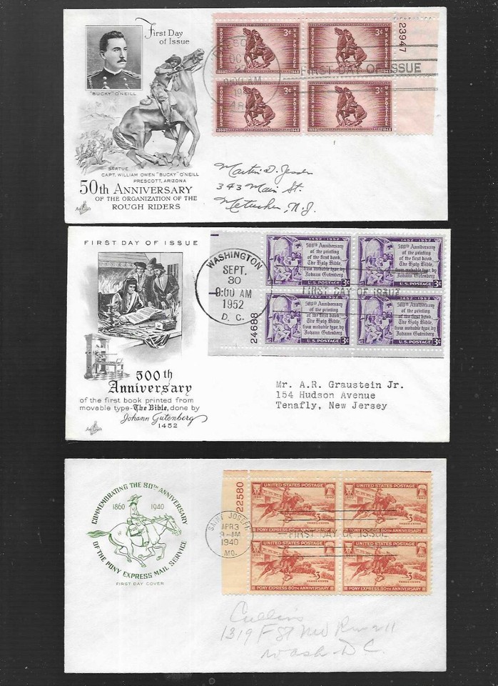 US FDC FIRST DAY COVERS 1940 'S PLATE BLOCKS COLLECTION LOT OF 15 | eBay