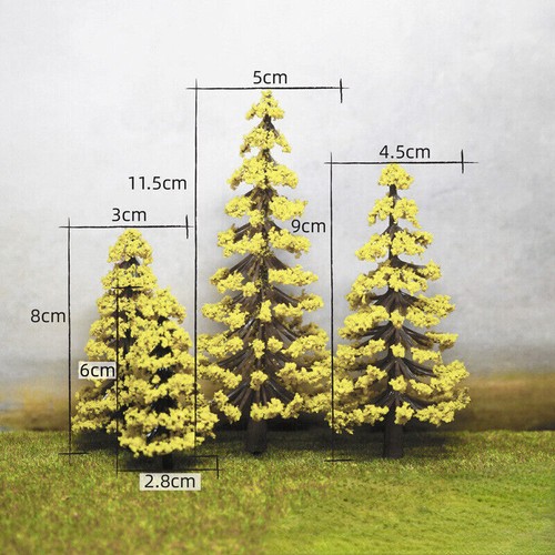 3PC HO/OO Scale Courtyard Trees Miniatures Withered Pines Forest Garden ...