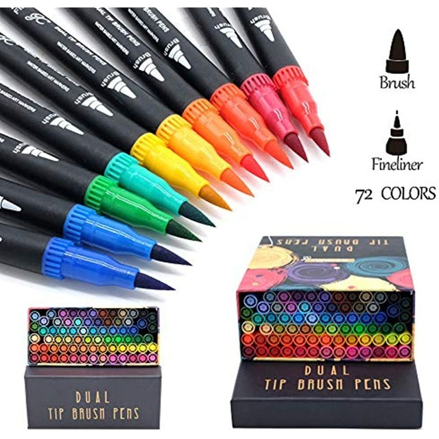 GC 72 Calligraphy Pens Colors Dual Tip Brush Highlighter Art Markers 0 ...