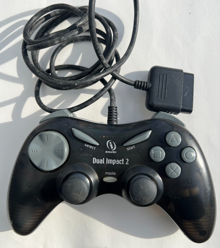 PS1 PS2 InterAct Dual Impact 2 Black Wired Game Controller *Tested ...