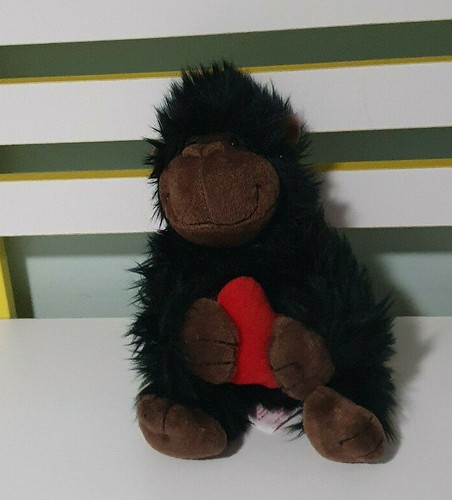 RUSS MONKEY CHASE PLUSH TOY BLACK MONKEY HOLDING HEART STUFFED ANIMAL ...
