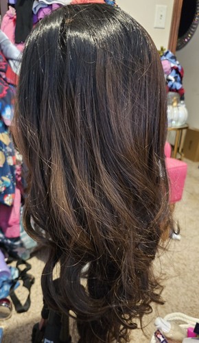 Nels Wigs Beautiful Chocolate Brown Long Wig Silky Synthetic Fibers ...