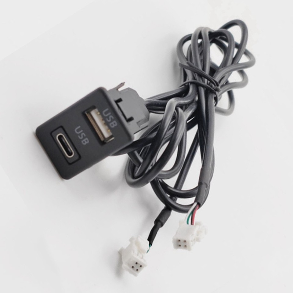 Car Dash Mount USB+TYPE-C Port Panel Interface Extension Cable Adapter ...