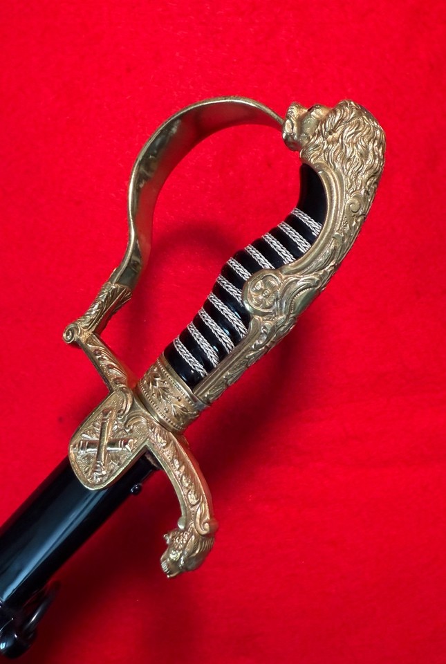 ORIGINAL Imperial German Artillery Lion Head Sword Triple Etched Blade ...