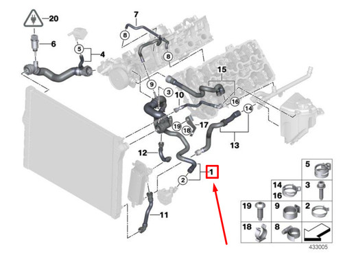 BMW 7 F01, F02 RADIATOR COOLING HOSE 17127600131 7600131 10-14 NO DUTY ...
