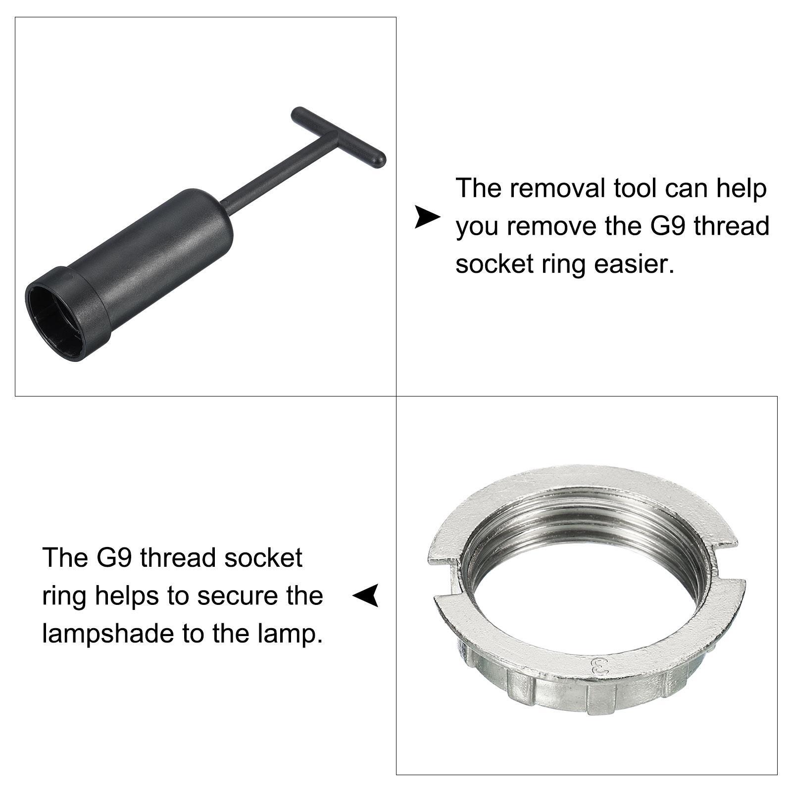 G9 Light Socket Rings Lamp Shade Holder Ring M20 with Removal Tool, 4 ...
