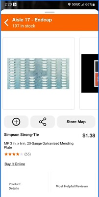 14 of 3inx6in 20 Gauge Galvanized Nail plates Simpson Strong Tie (#1725 ...