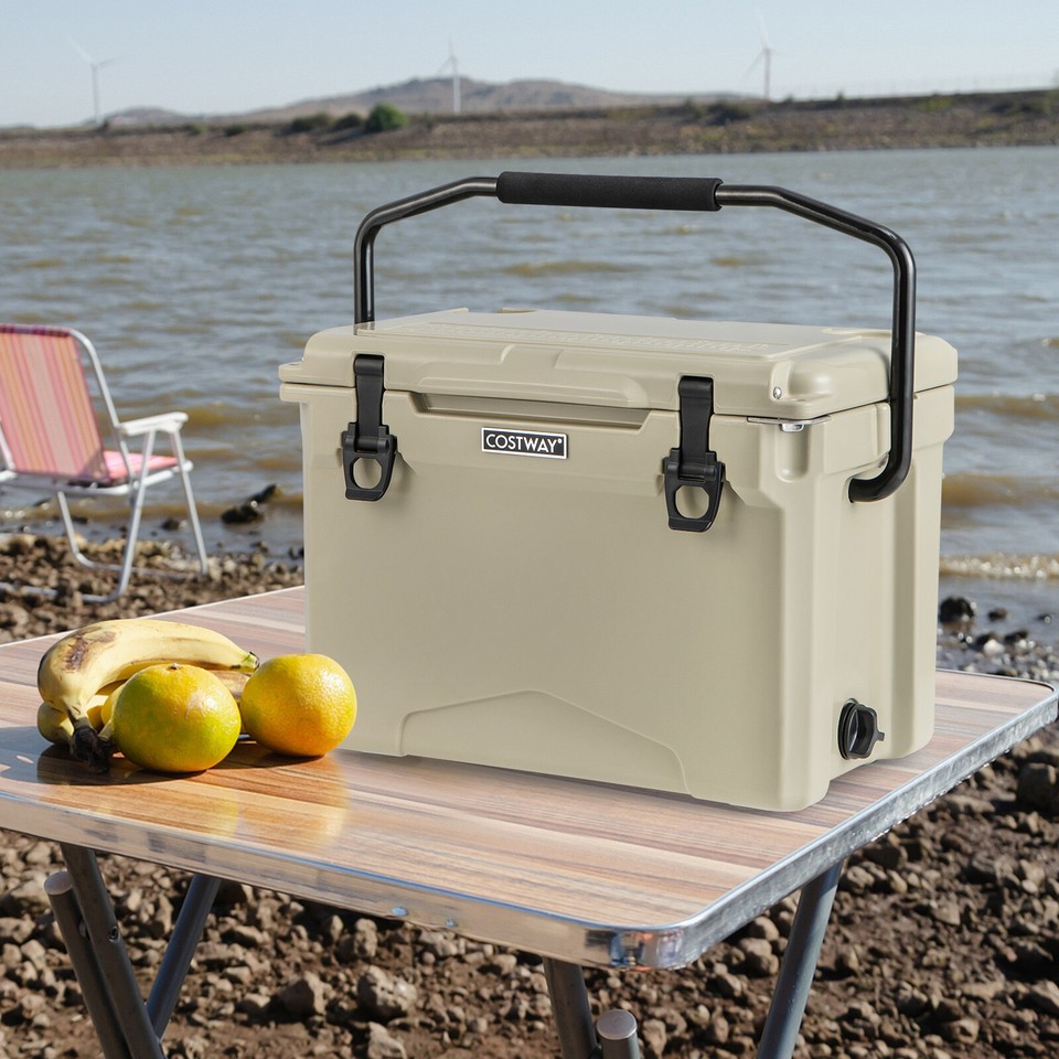 Portable 25 QT Cooler Rotomolded Ice Chest Insulated Ice Box for 5-7 ...