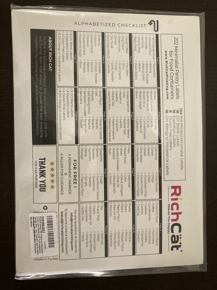 Kitchen 202 Minimalist Spice Jar Labels Preprinted Set - Bonus: Marker ...