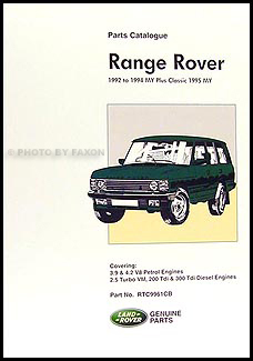 Range Rover Parts Book 1995 1994 1993 1992 Illustrated Catalog with ...