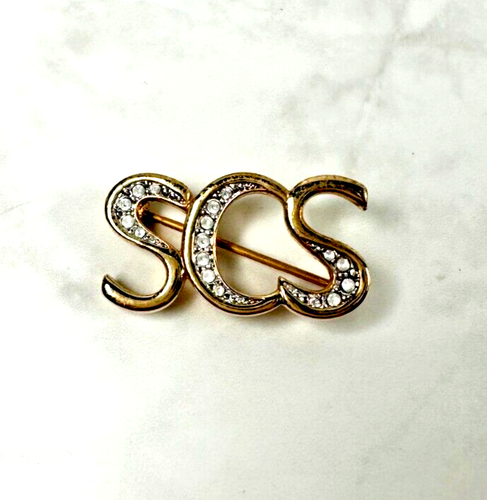 Swarovski Crystal SCS Monogram Gold Tone Pin Brooch ~ Collector’s ...