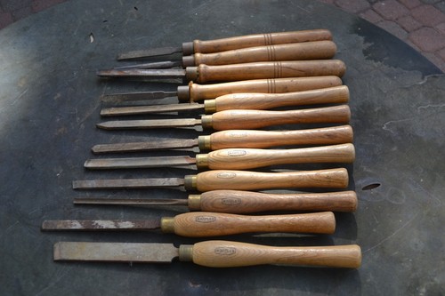 VINTAGE SET of 8 MARPLES LATHE WOOD CHISELS TURNING TOOLS + SET of 4 ...