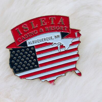 Isleta Casino Resort Hotel Albuquerque NM Souvenir USA Flag Enamel ...