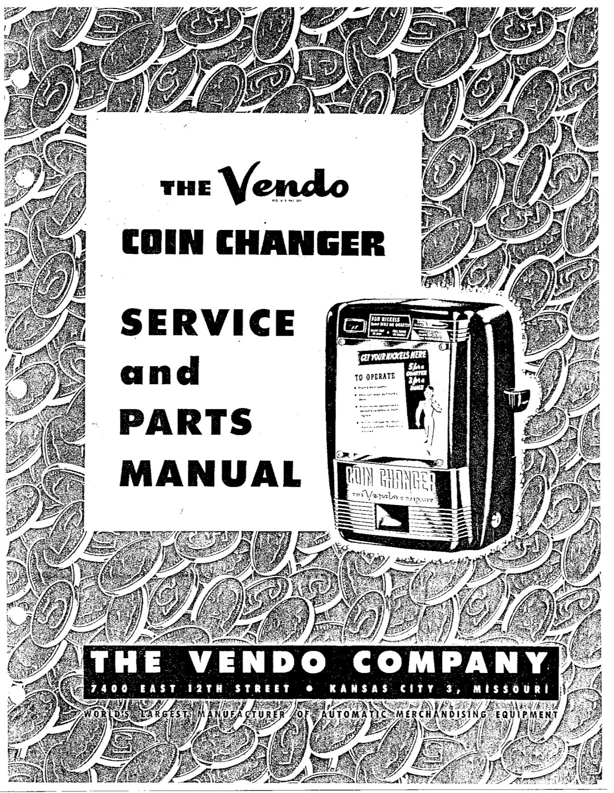 Vendo Coin Changer Service and Parts Manual 22 pages- You Select Option ...