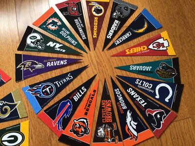 NFL Mini Rico/tag Express 9” Football Team Pennants, used Lot Of 31 | eBay