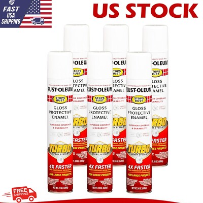 Rust-Oleum 334133-6PK Stops Rust Turbo Spray Paint, 24 oz, Gloss White ...