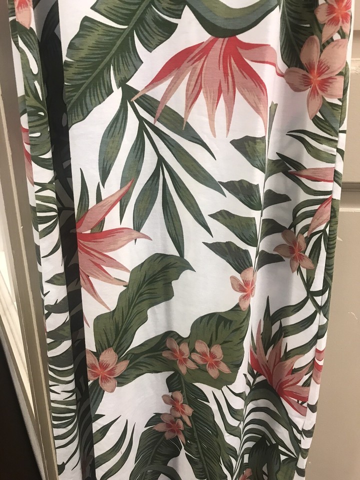 New Lularoe Large White Green Tropical Hawaiian Dani Long Maxi Dress 14 ...