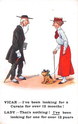 POSTCARD COMIC VICAR SPINSTER LOOKING FOR A CURATE 12 YEARS REG CARTER ...